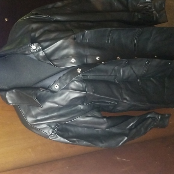 Eloquii | Dresses | Black Leather Front Snap Dress With Top Front ...
